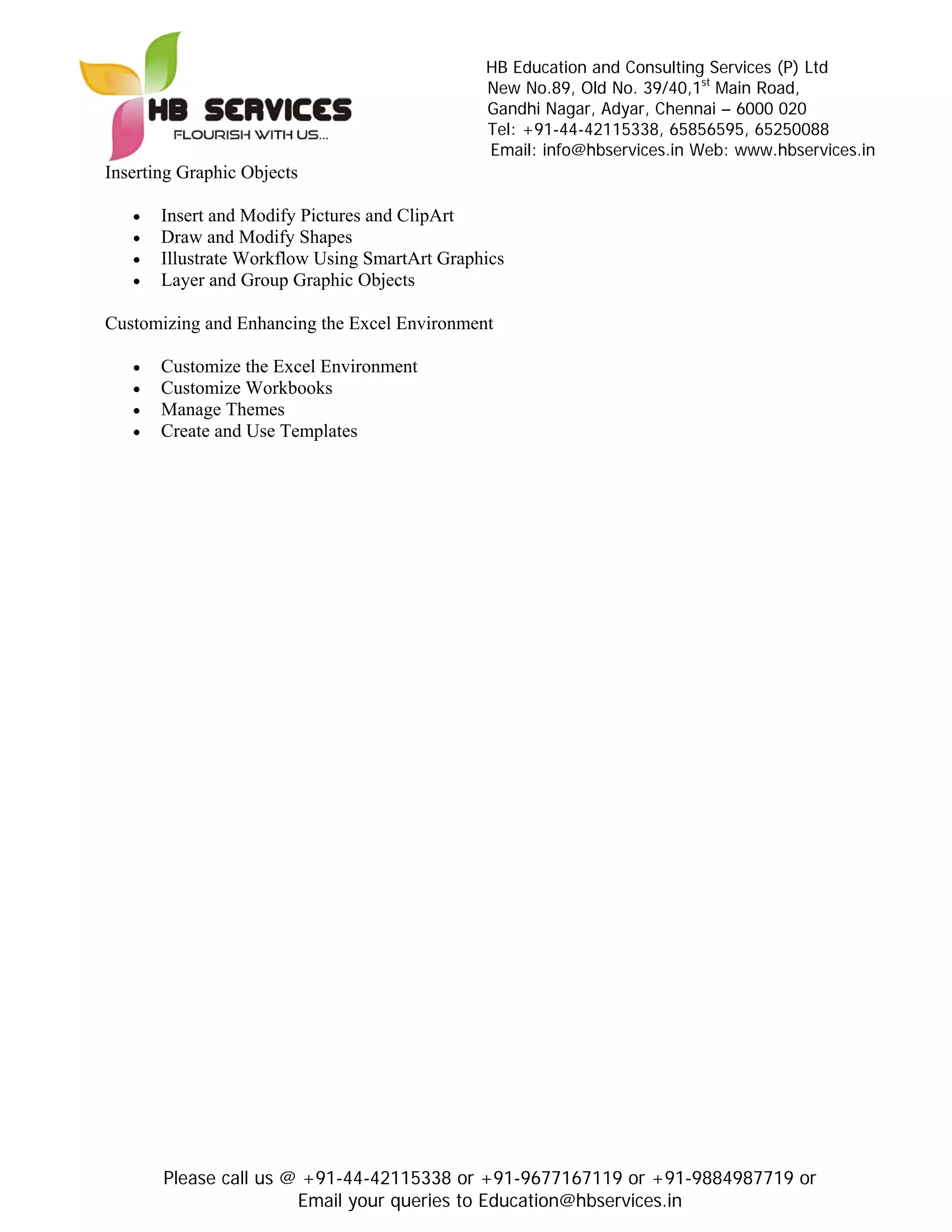 Intermediate excel - HB Educational Services | PDF | Technology & Computing