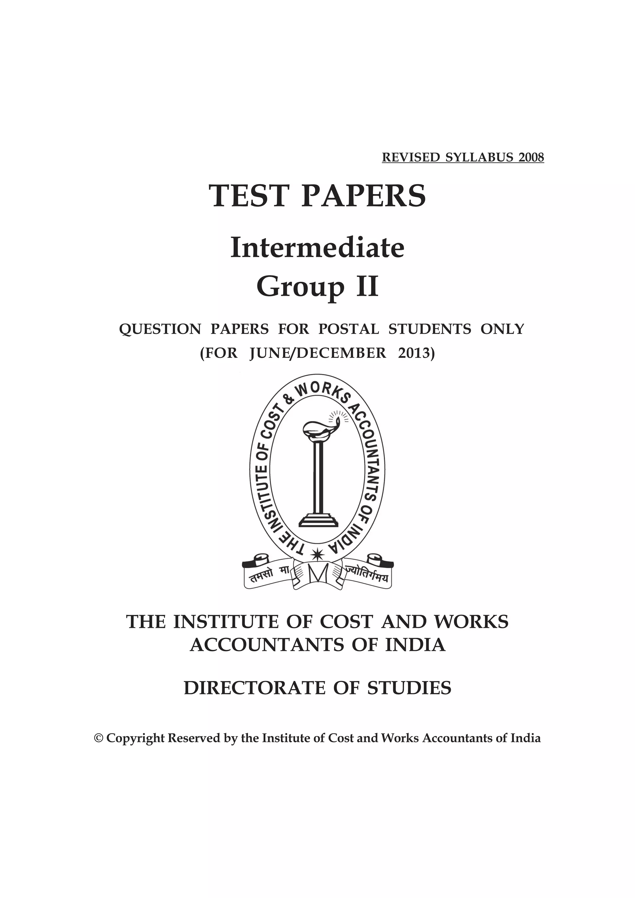 Intermediate group ii_test_papers | PDF