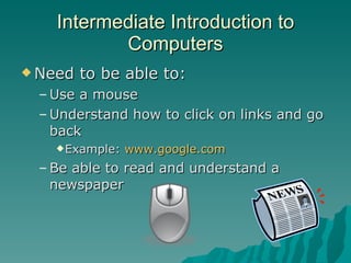 Intermediate Introduction to Computers overview | PPT