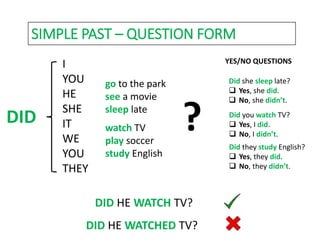 ESL 0823M Intermediate level week 2- simple past | PPTX | Food & Drink