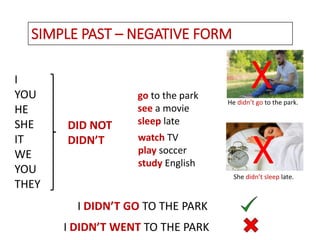ESL 0823M Intermediate level week 2- simple past | PPTX | Food & Drink