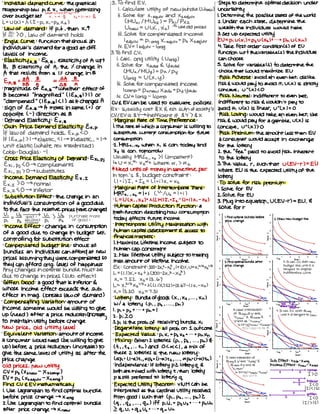 Intermediate Microeconomic Theory Midterm 2 "Cheat Sheet" | PDF