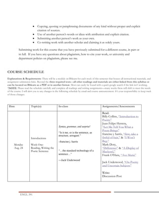 Syllabus/Course Schedule | PDF