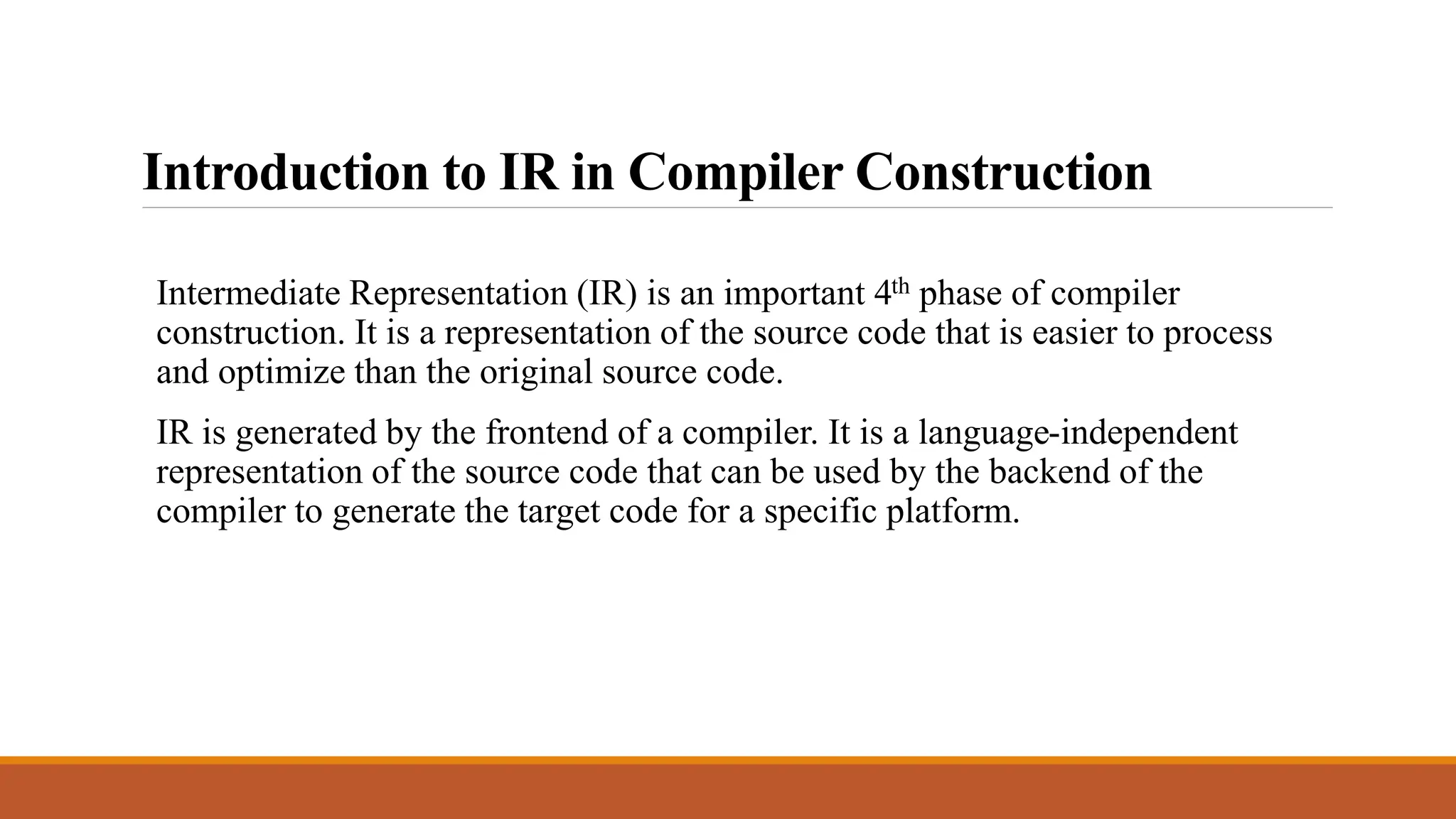Intermediate Representation in Compiler Construction | PPT