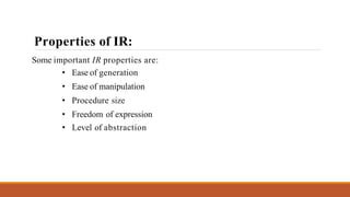 Intermediate Representation in Compiler Construction | PPTX