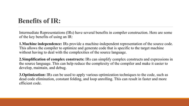 Intermediate Representation in Compiler Construction | PPT