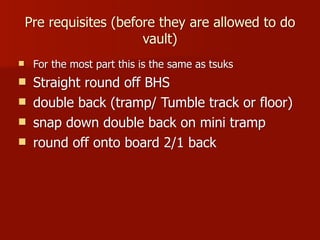 Intermediate yurchenko vaulting | PDF