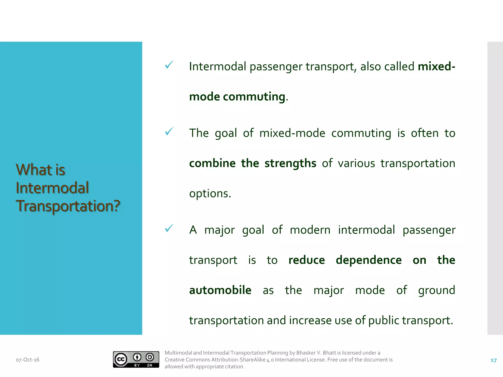 Multi-modal and Inter-modal transportation planning | PPTX