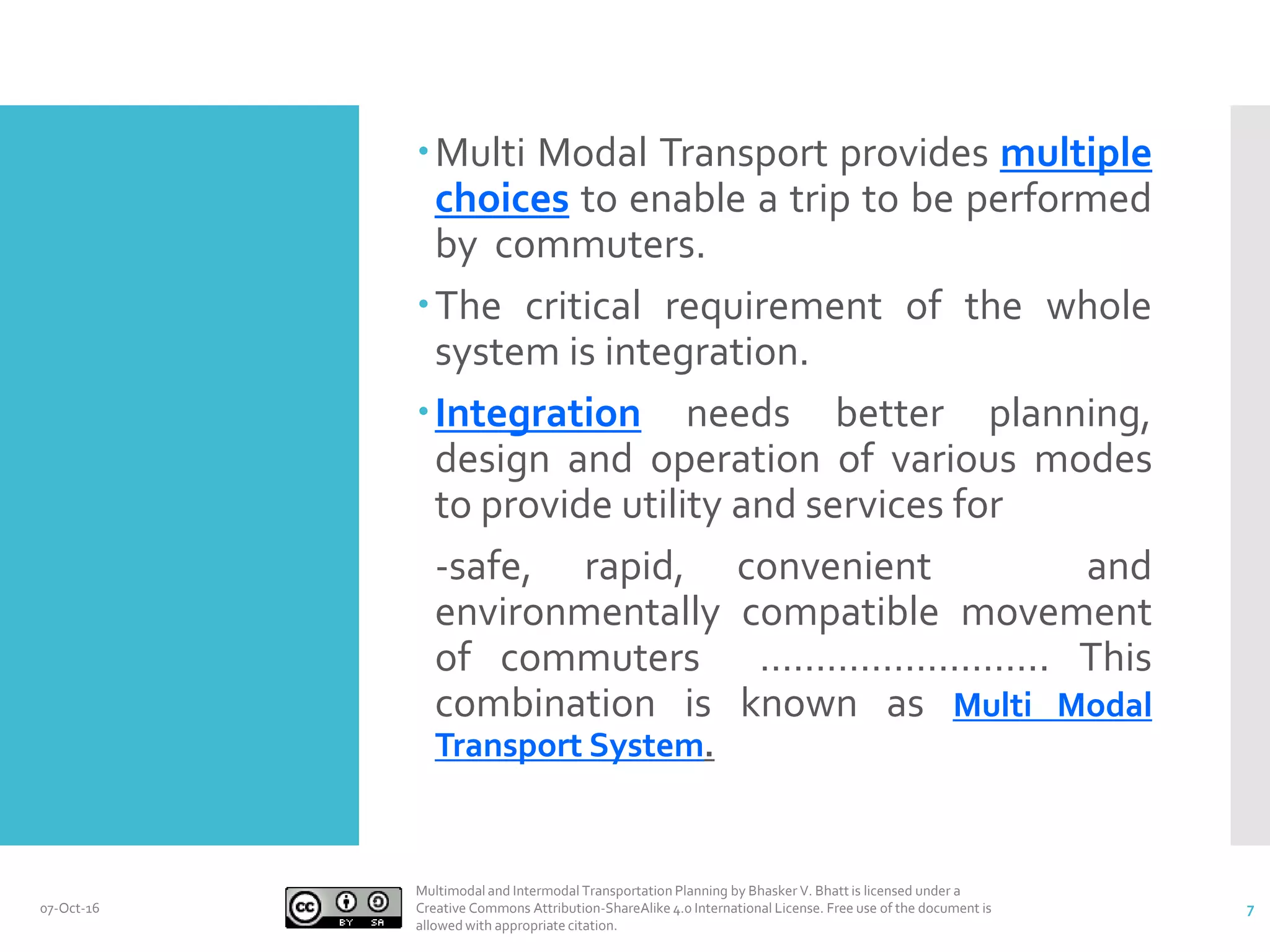 Multi-modal and Inter-modal transportation planning | PPTX