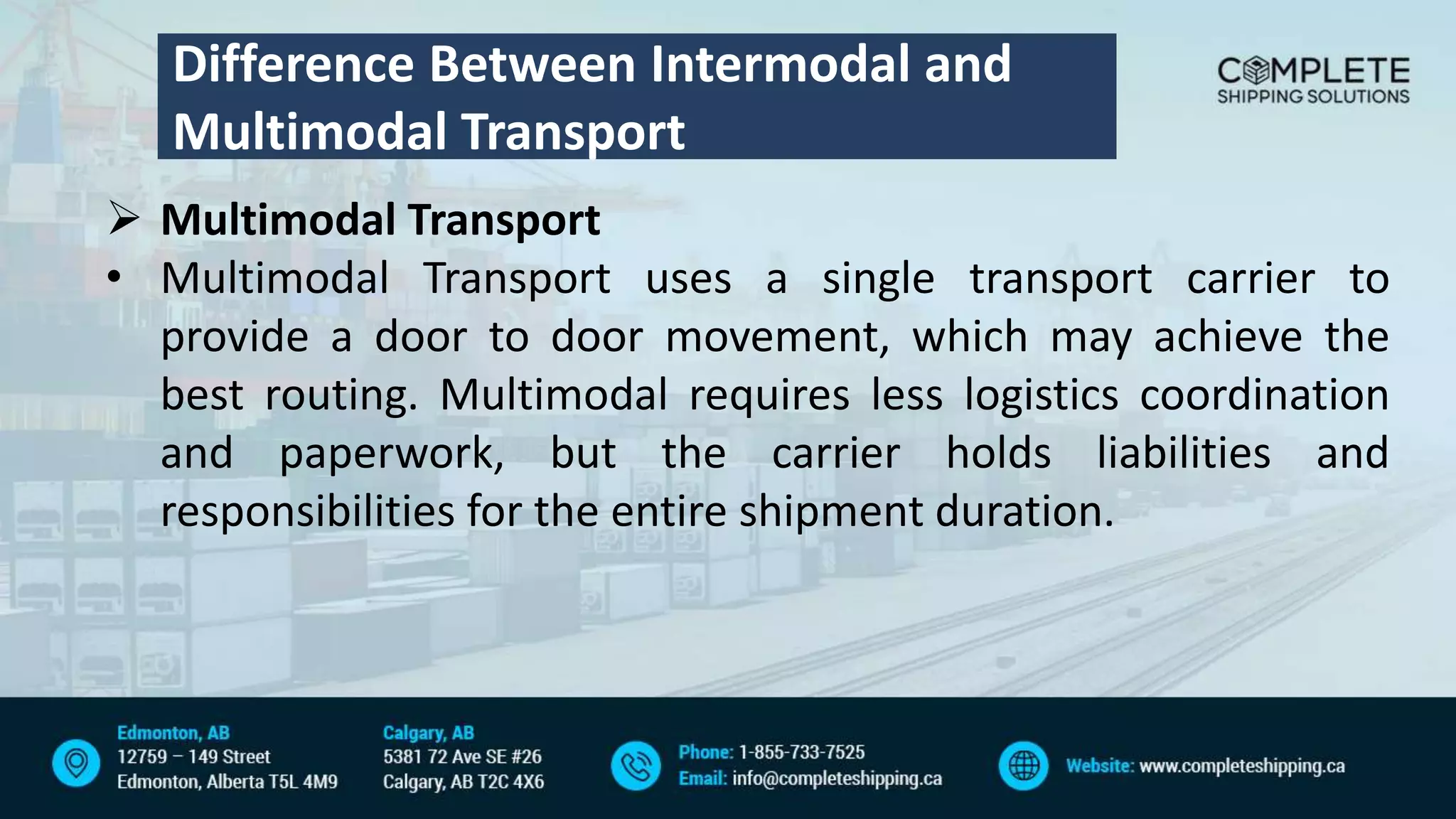 Intermodal transportation - complete shipping solutions | PPTX