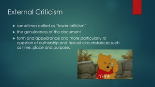 Internal and External Criticisms-MENTAL- | PDF