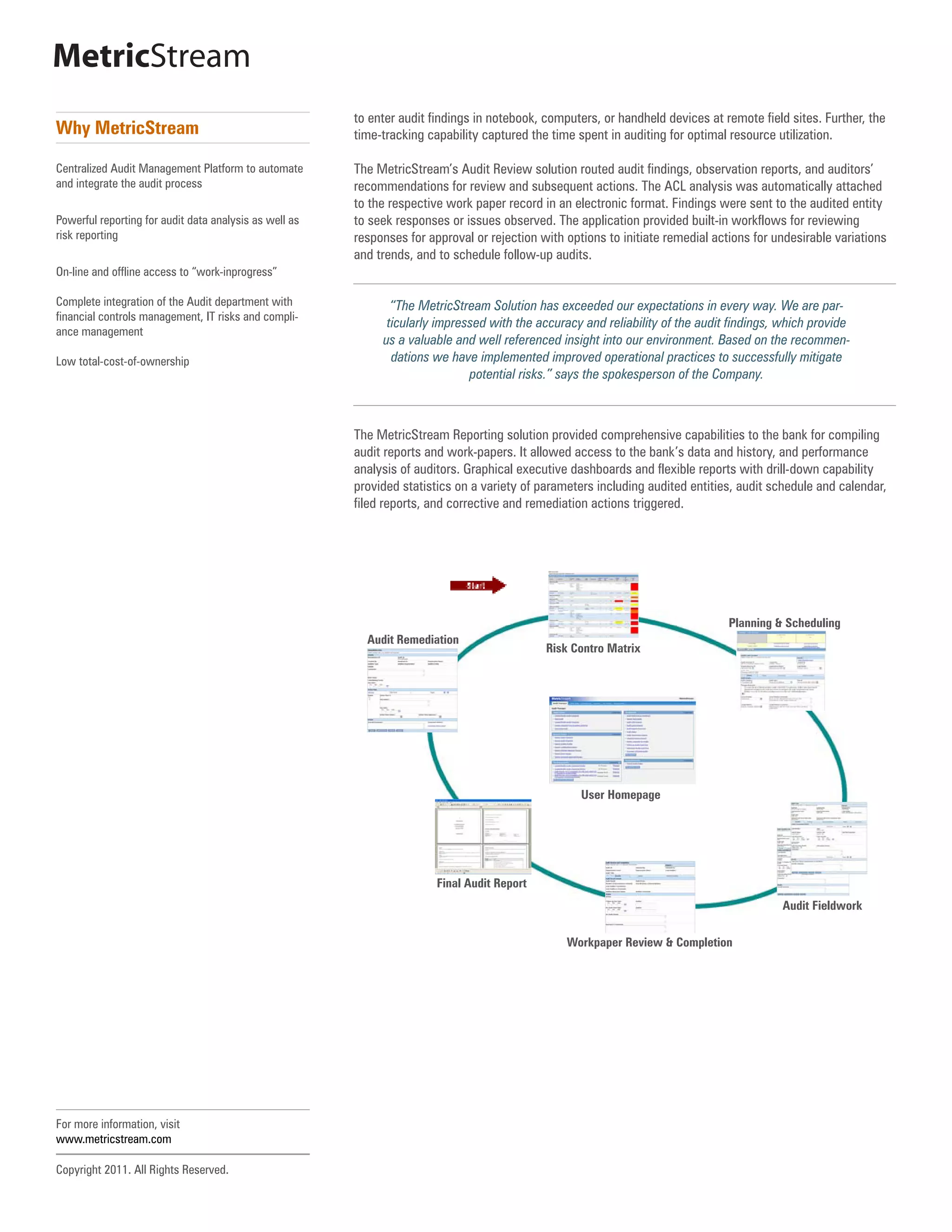 Internal Audit Solution - MetricStream | PDF