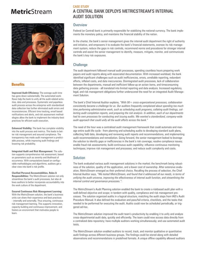 Internal Audit Solution - MetricStream | PDF | Computer Software and ...