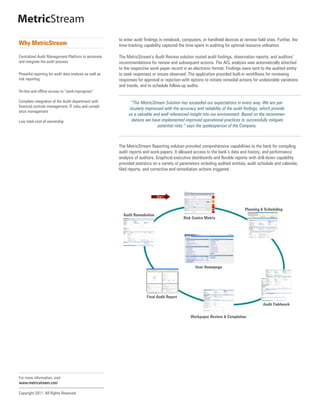 Internal Audit Solution - MetricStream | PDF