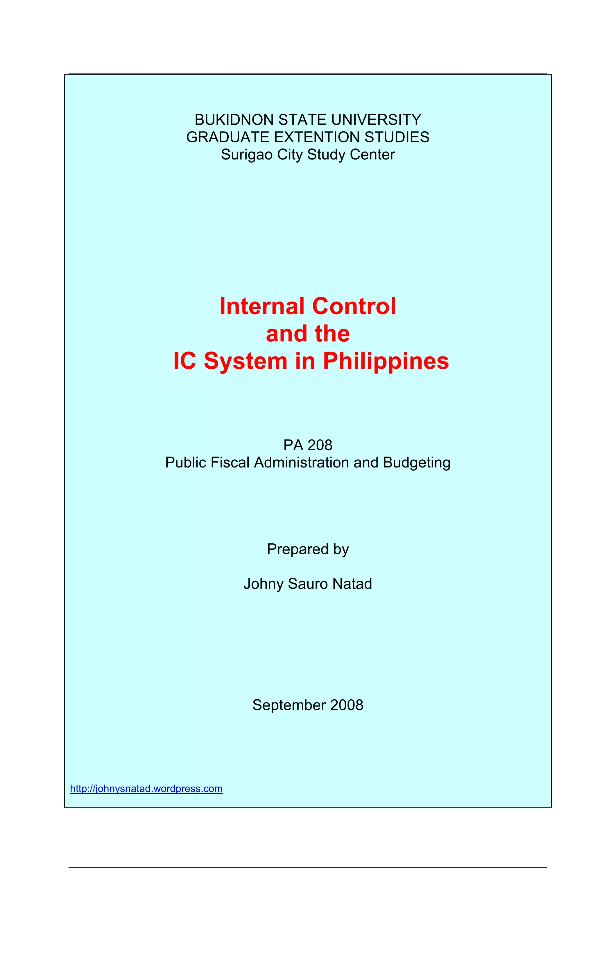 Internal Control And Ic System In Philippines.Doc