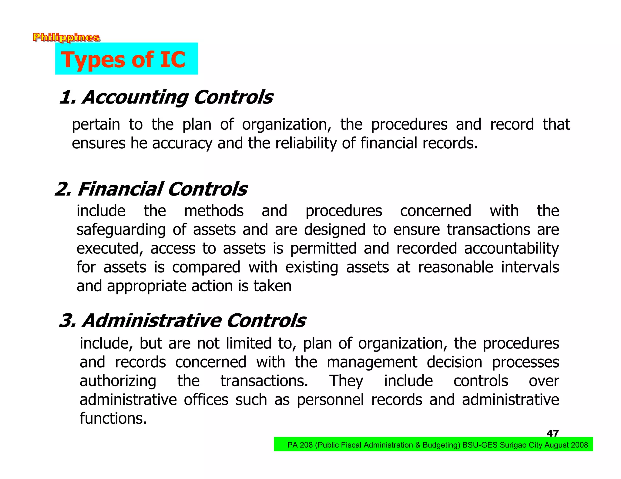 Internal Controls And Philippine Ic System | PDF