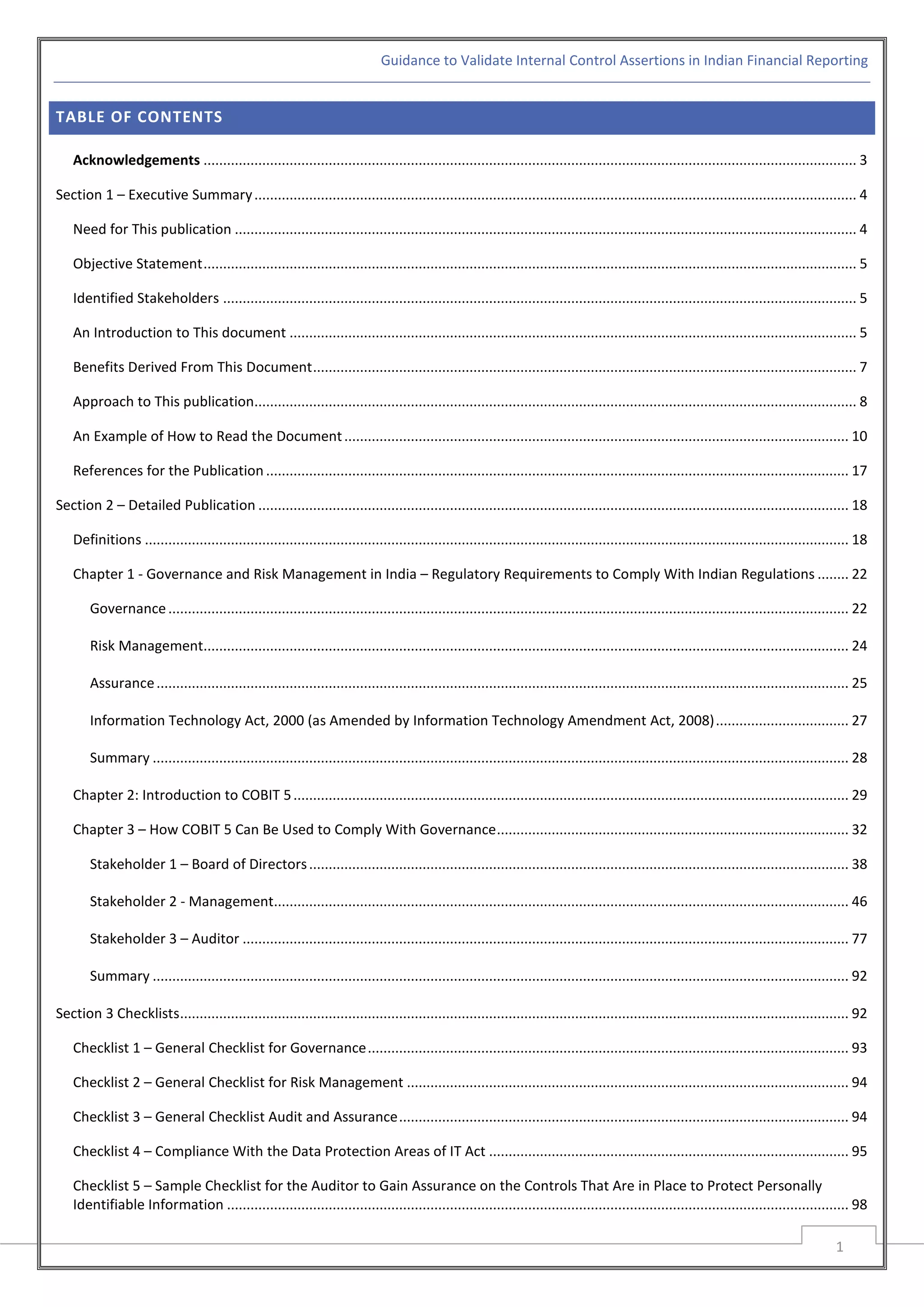 Internal Controls for Indian Financial Reporting using COBIT 5 based ...