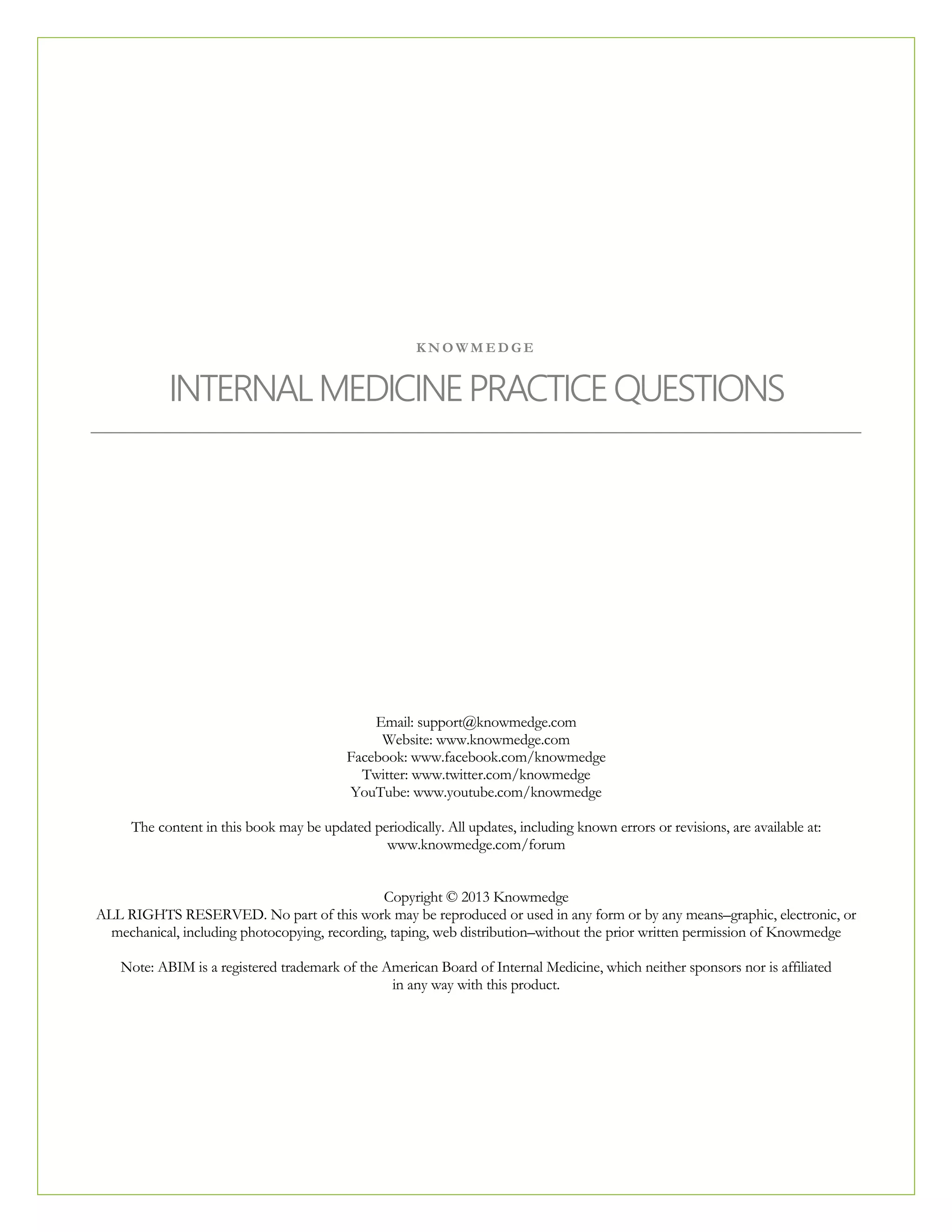 Internal Medicine Practice Questions for ABIM Exam / NBME Internal ...