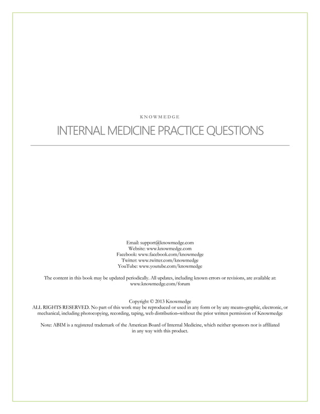 Internal Medicine Practice Questions for ABIM Exam / NBME Internal ...