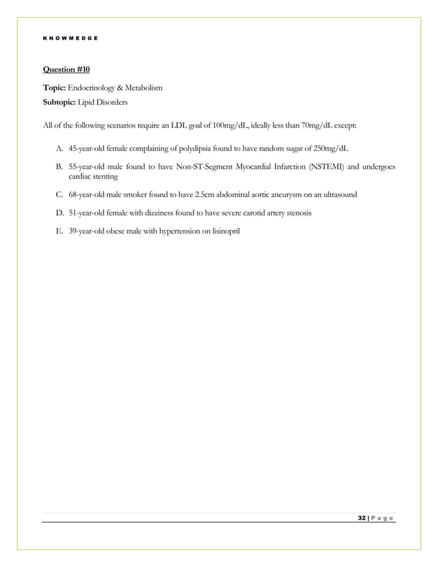 Internal Medicine Practice Questions for ABIM Exam / NBME Internal ...
