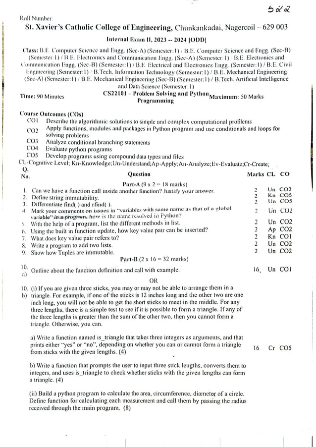 PROBLEM SOLVING AND PYTHON PROGRAMMING QUESTION | PDF | Free Download PROBLEM SOLVING AND PYTHON PROGRAMMING QUESTION | PDF | Free Download