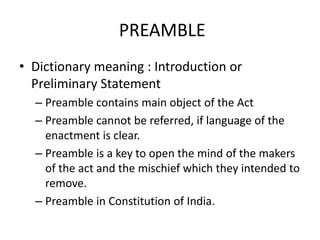 Internal aids of interpretation and construction of statutes | PPTX