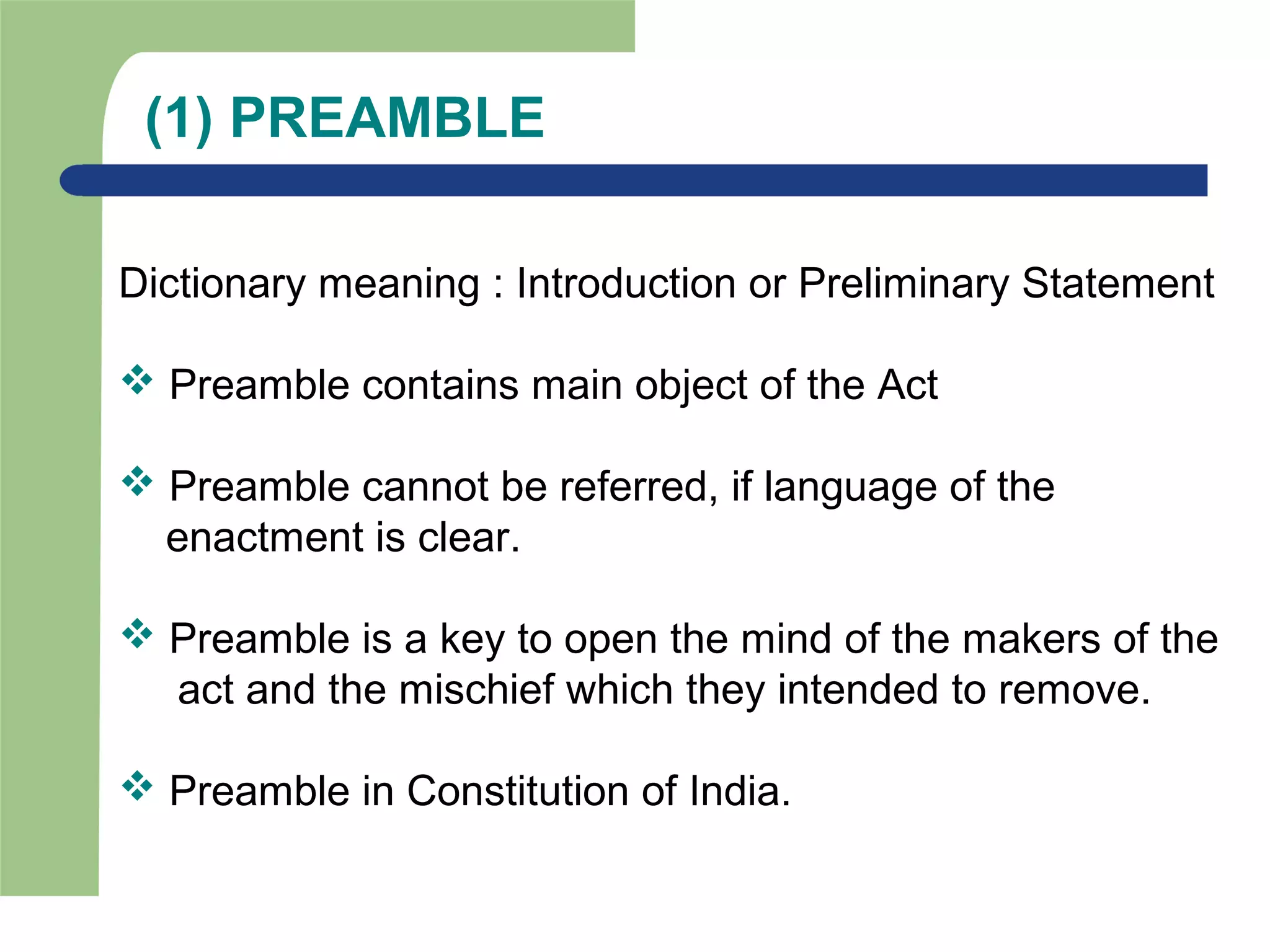 Internal aids to interpretation of law | PPT