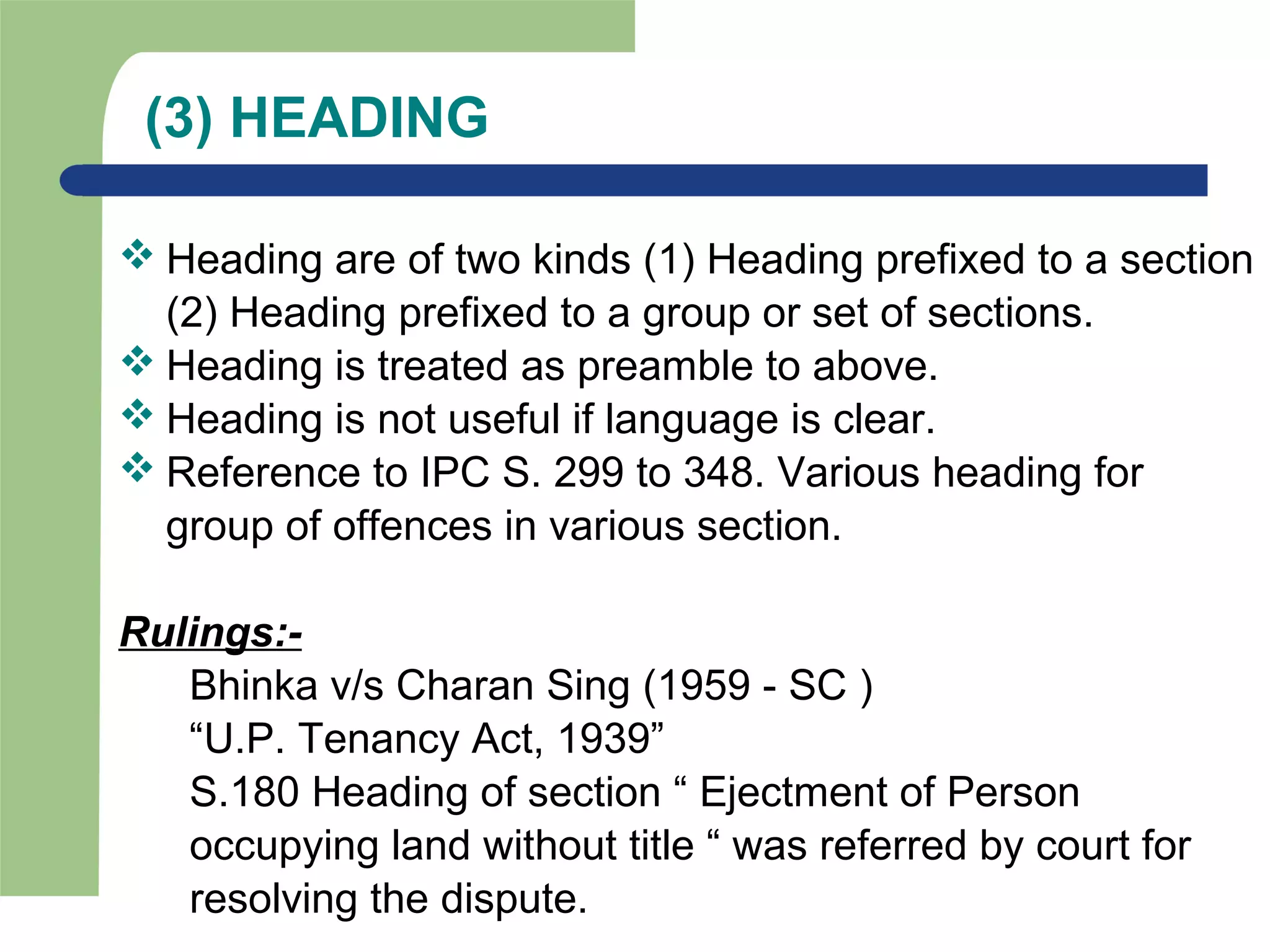 Internal aids to interpretation of law | PPT