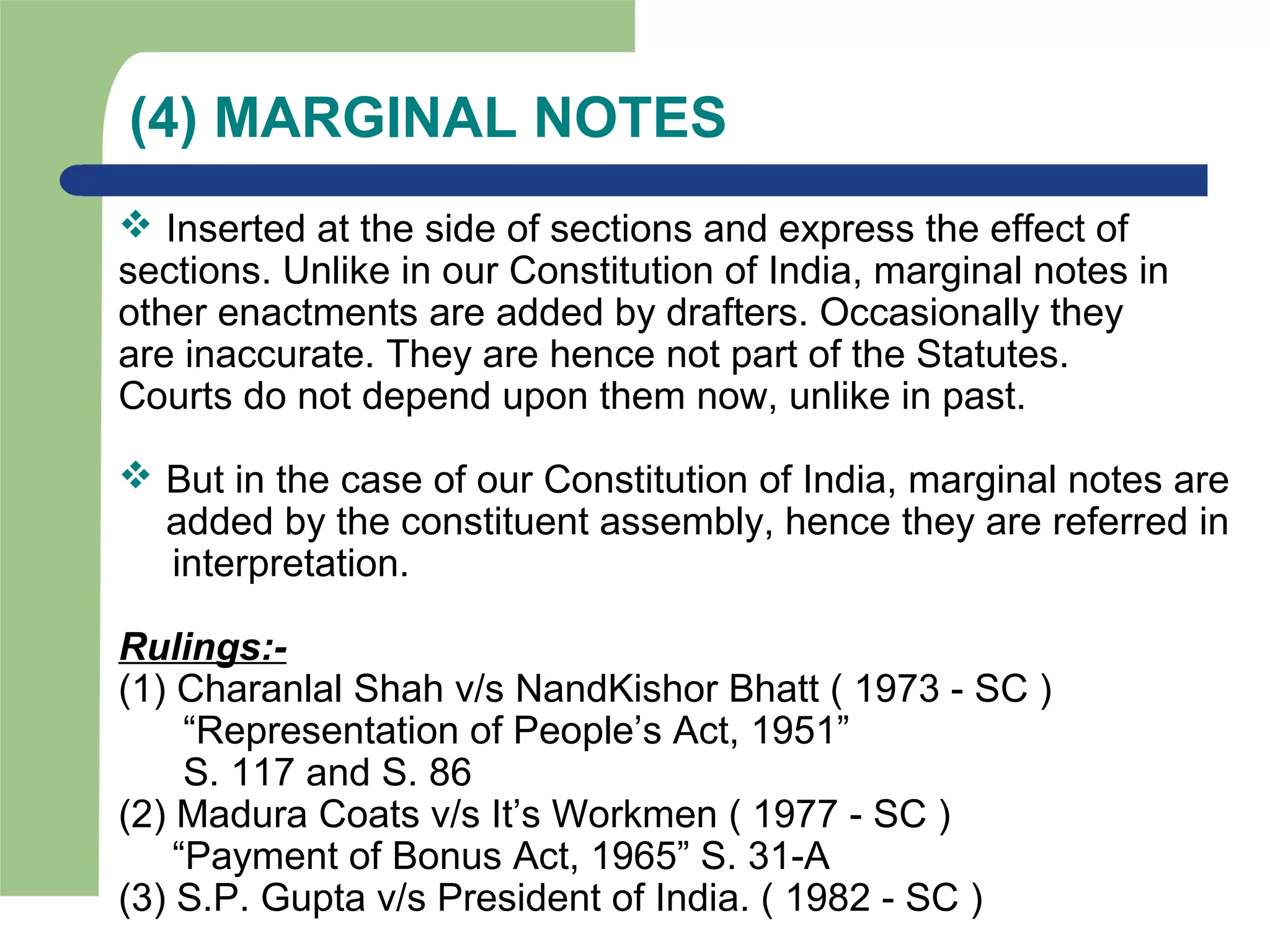 Internal aids to interpretation of law | PPT