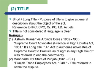 Internal aids to interpretation of law | PPT