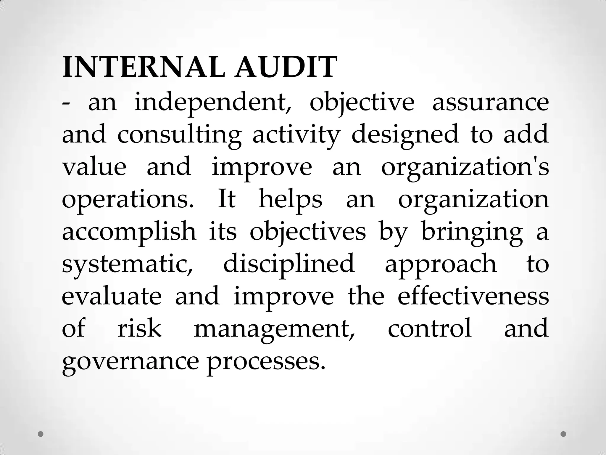 Internal and external auditing in private school | PPTX