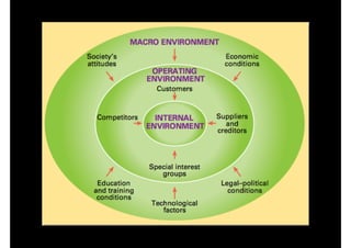 Internal and external (macro and operating) environments.key