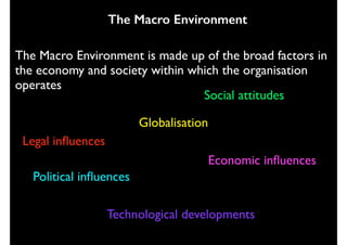 Internal and external (macro and operating) environments.key
