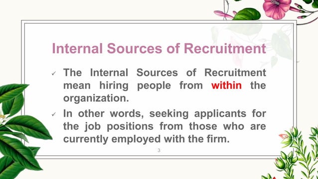 Internal and External Sources of Recruitment | PPTX
