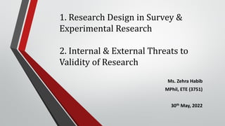 Internal and External threat to Validity | PDF