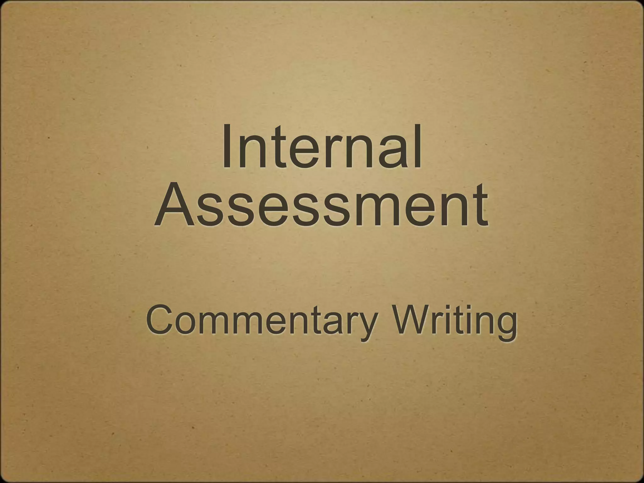 Internal assessment | PPTX