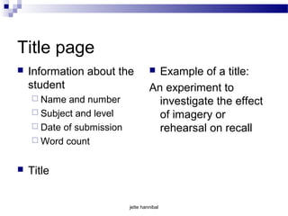 Internal assessment presentation psychology | PPT