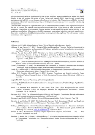 Internal attitude survey and workers commitment in nigerian banking ...