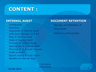 Internal audit and document retention | PPTX