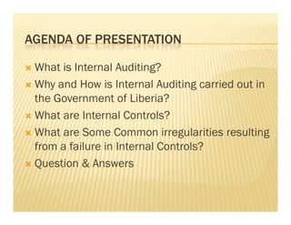 Internal Audit And Internal Control Presentation Leo Wachira | PPT
