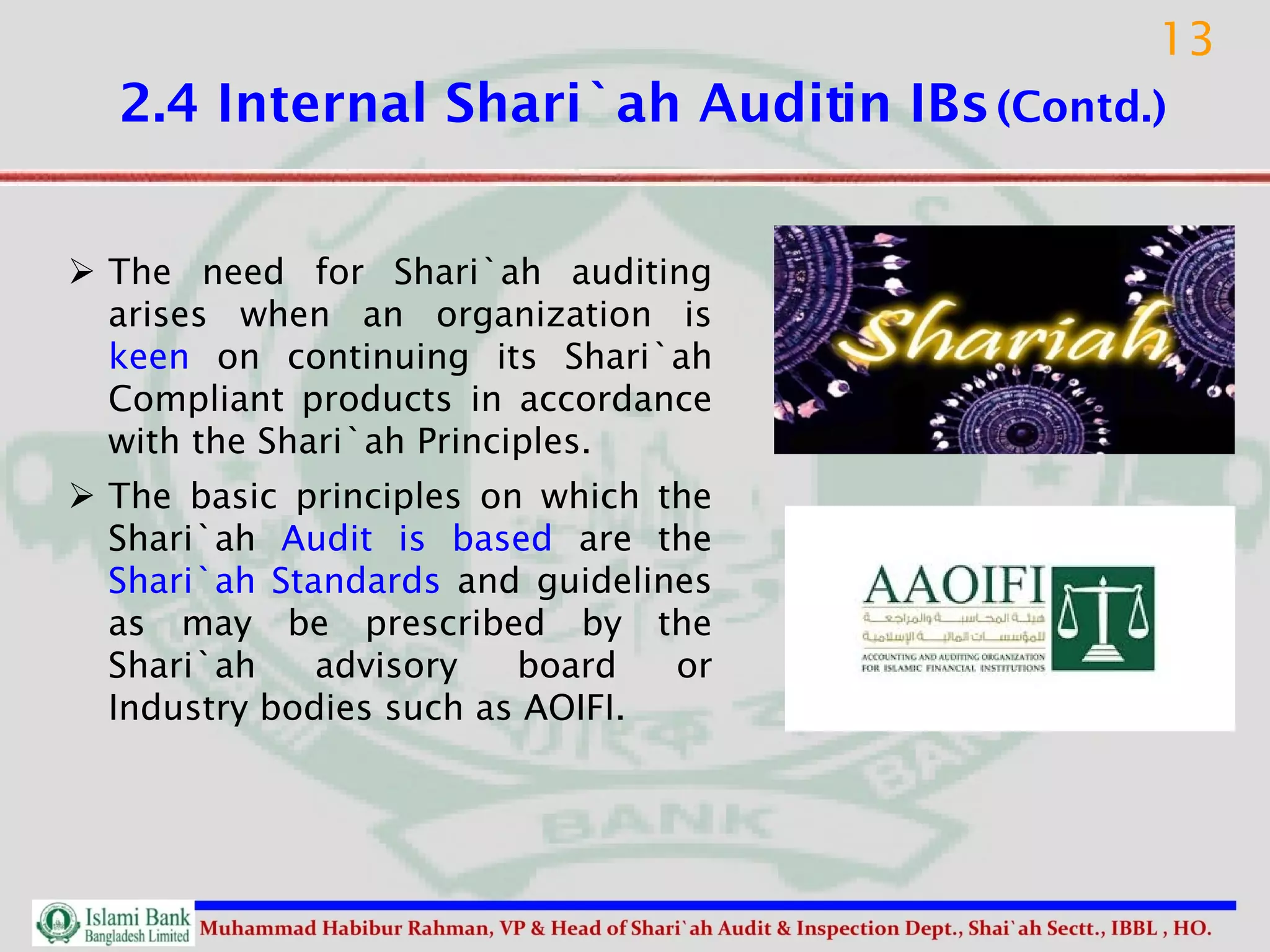 Internal audit and shari`ah audit in islamic bank highlighting shari'ah ...