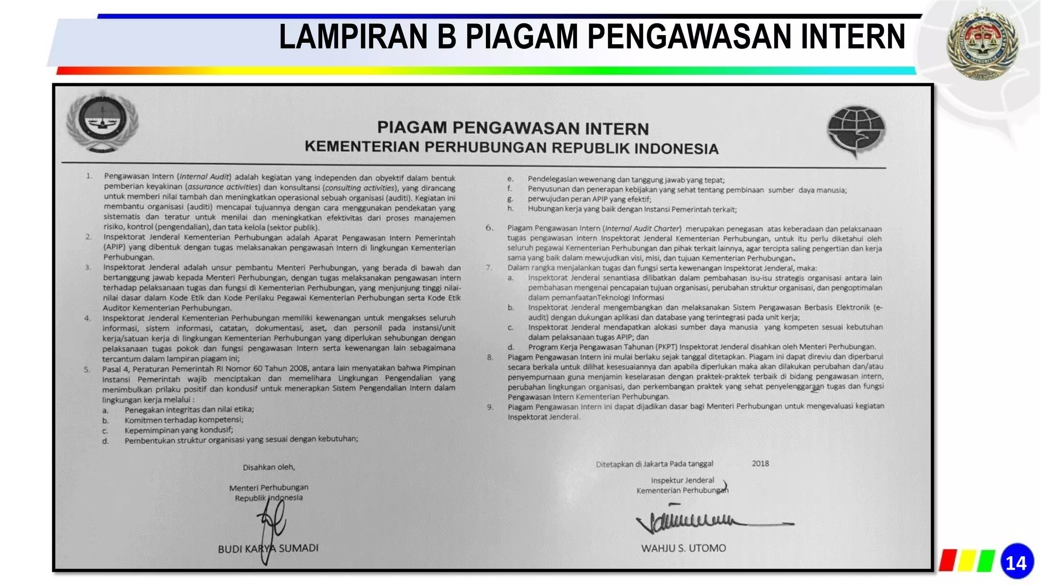 Internal audit charter piagam pengawasan intern kementerian perhubungan ...