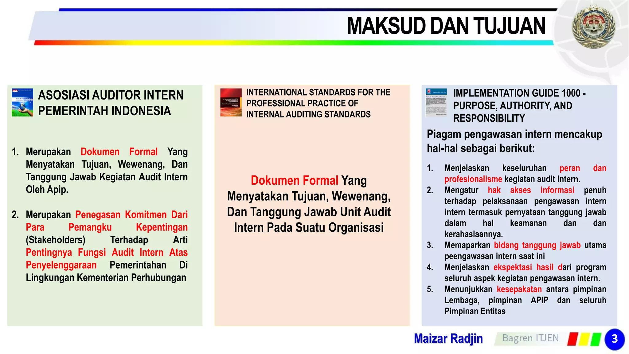 Internal audit charter piagam pengawasan intern kementerian perhubungan ...