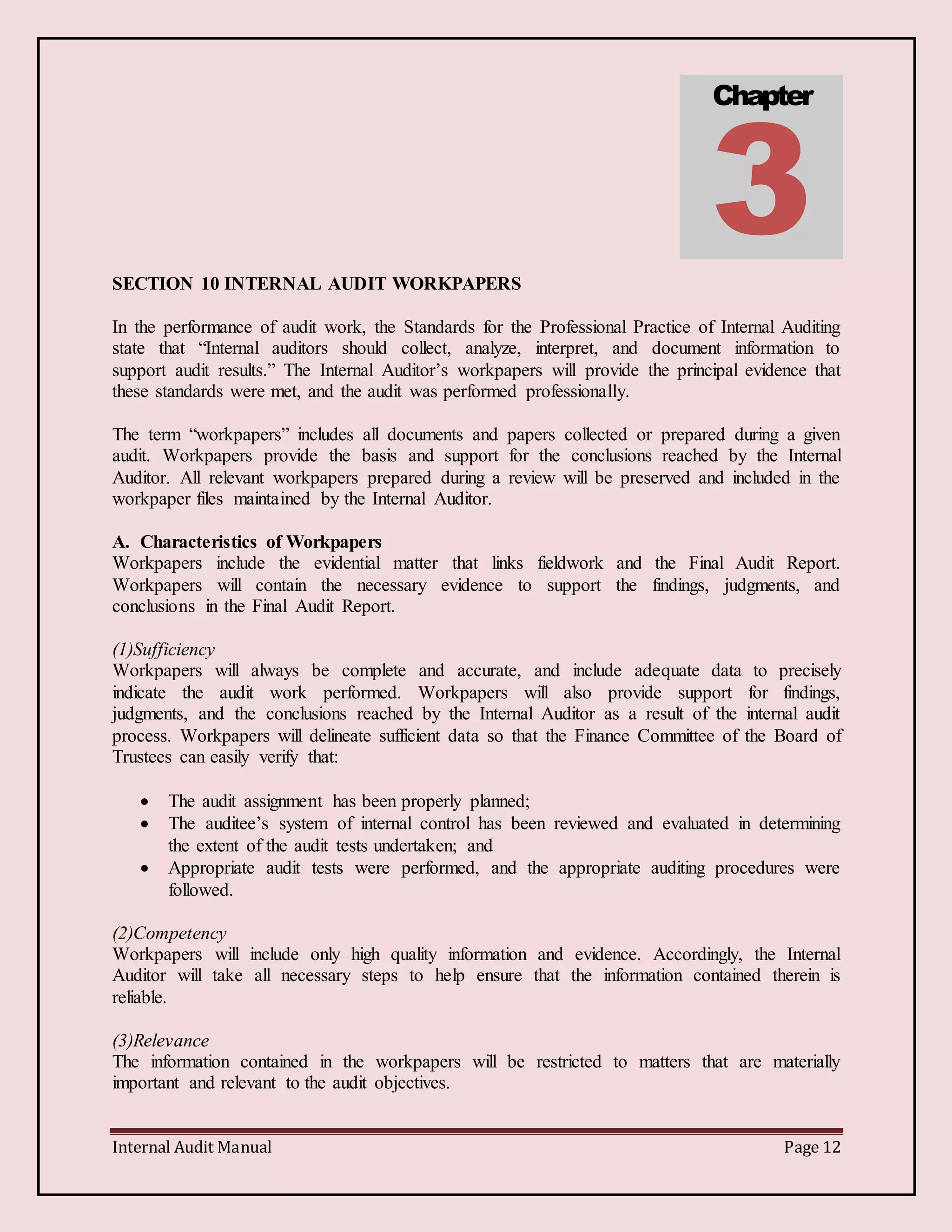 Internal audit manual final project | DOCX