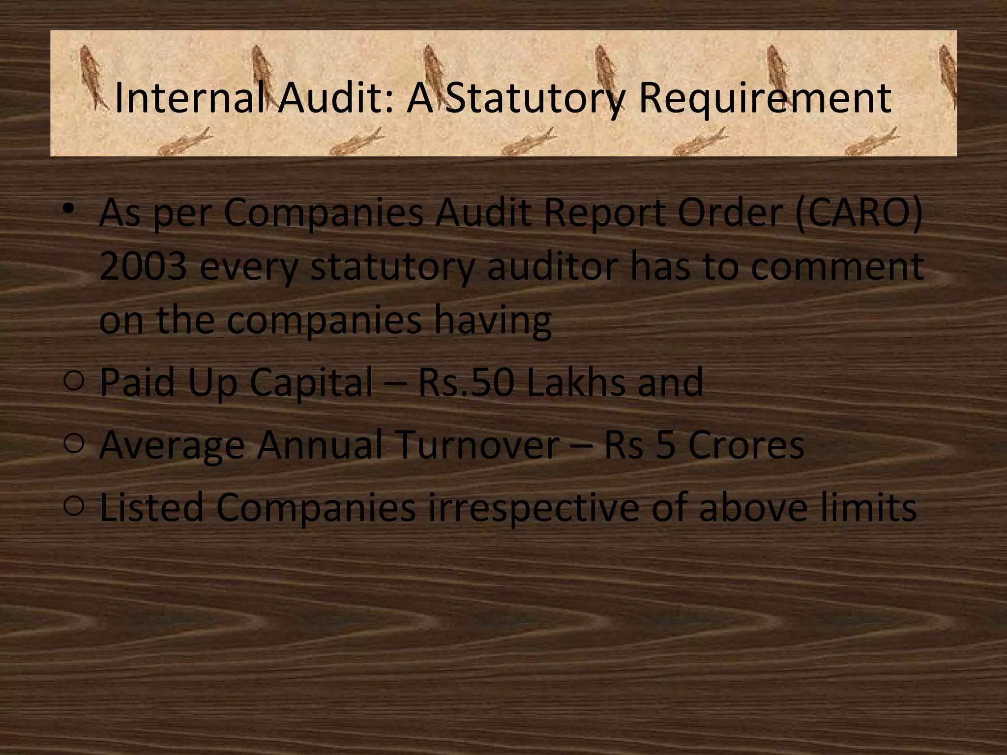 Internal audit of manufacturing co | PPT