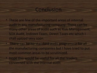 Internal audit of manufacturing co | PPT