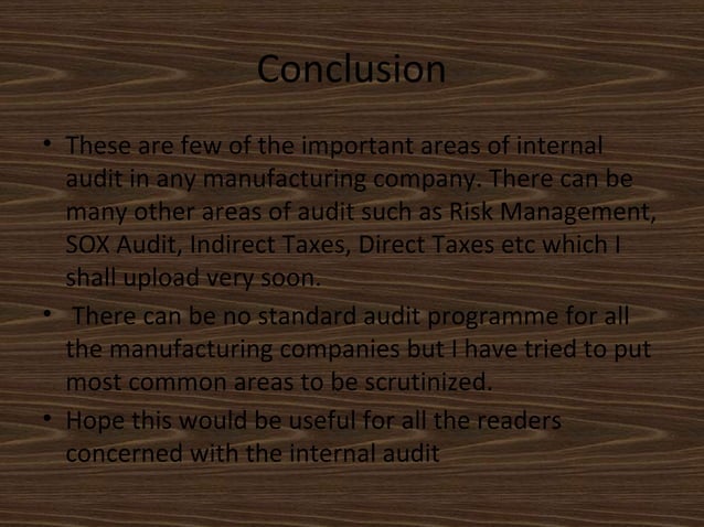 Internal audit of manufacturing co | PPT | Business Accounting ...
