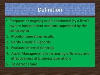 Internal audit of manufacturing co | PPT