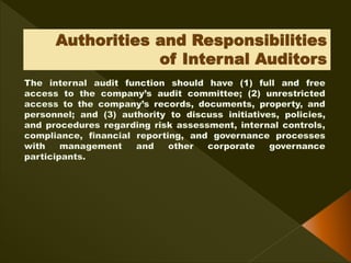 Internal auditors roles and responsibilities | PDF