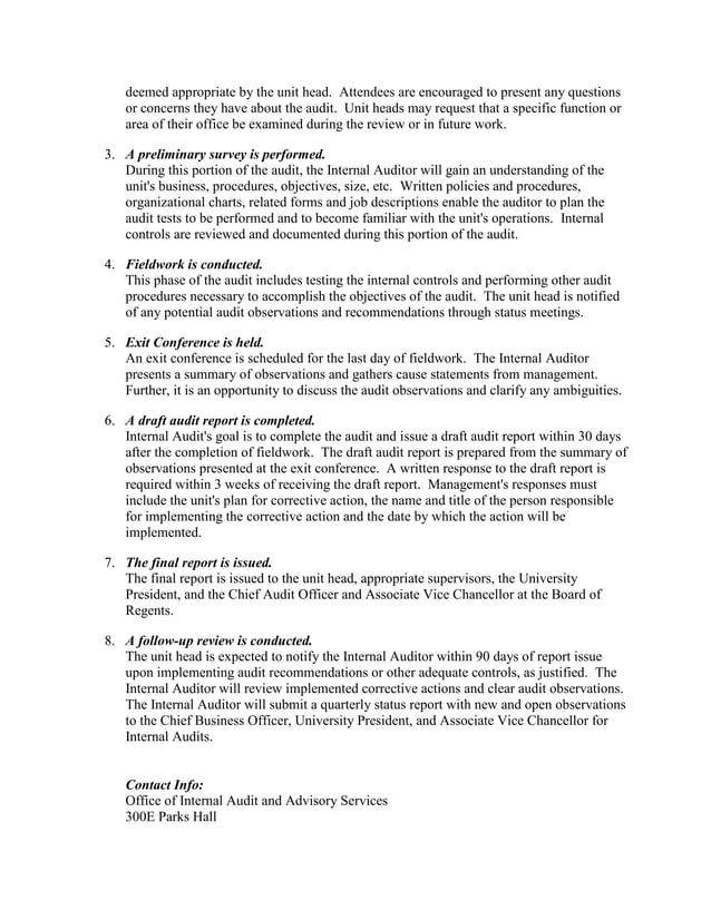 Internal audit procedure | DOCX | Business Accounting & Finance | Business